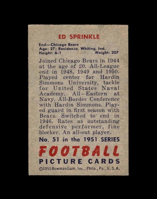 1951 Bowman Set-Break # 51 Ed Sprinkle LOW GRADE (filler) *GMCARDS* | eBay