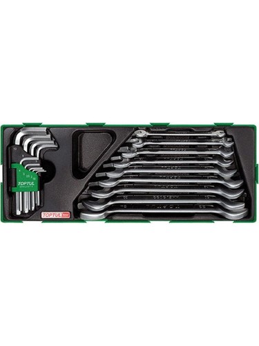 Toptul 18pcs Double Open End Spanner Hex Key Set Metric Modular ...