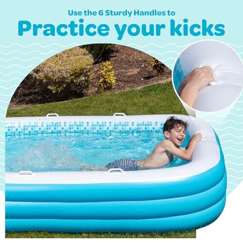 Premium 7.5x5 ft Pool with Cushioned Floor and Drain Blue Mosaic Ideal ...