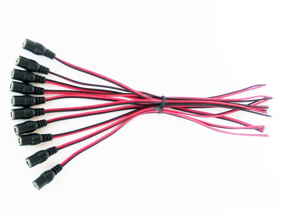 10pcs DC Female end Power Connector Jack Lead End Pigtail for Security ...