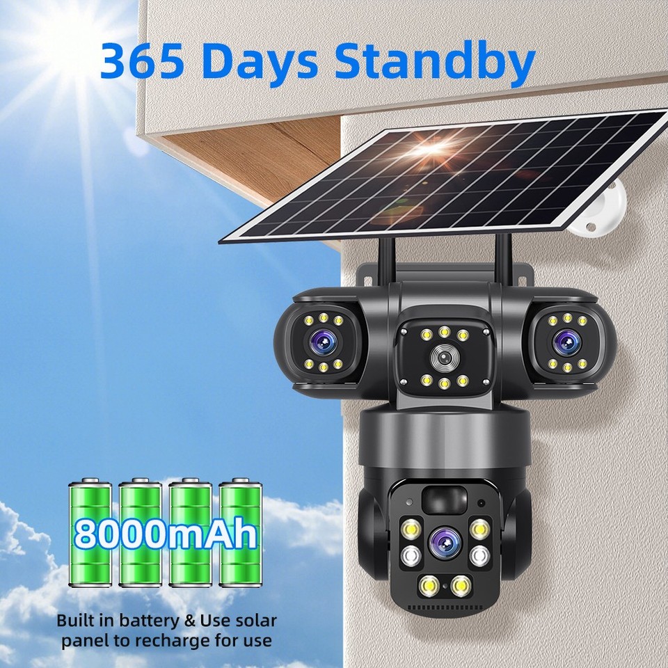 Solar Security Cameras Wireless Outdoor 9MP PTZ WiFi Night Vision ...