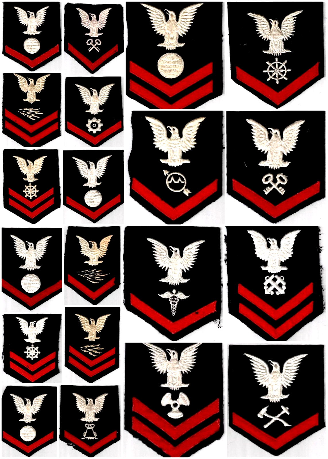 21 US NAVY WW2 MILITARY RATE RATING PATCHES, Various Positions Ranks ...