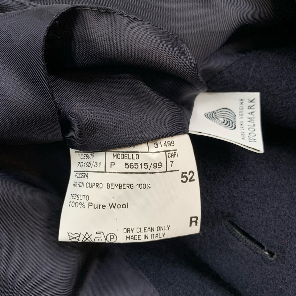 Mens 42 R Canali Blue Label 100 % Wool Solid Navy Blue Over Coat Made ...