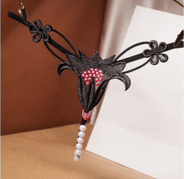 Perlen String ouvert transparent Dessous Slip sexy Schwarz Reizwäsche S ...