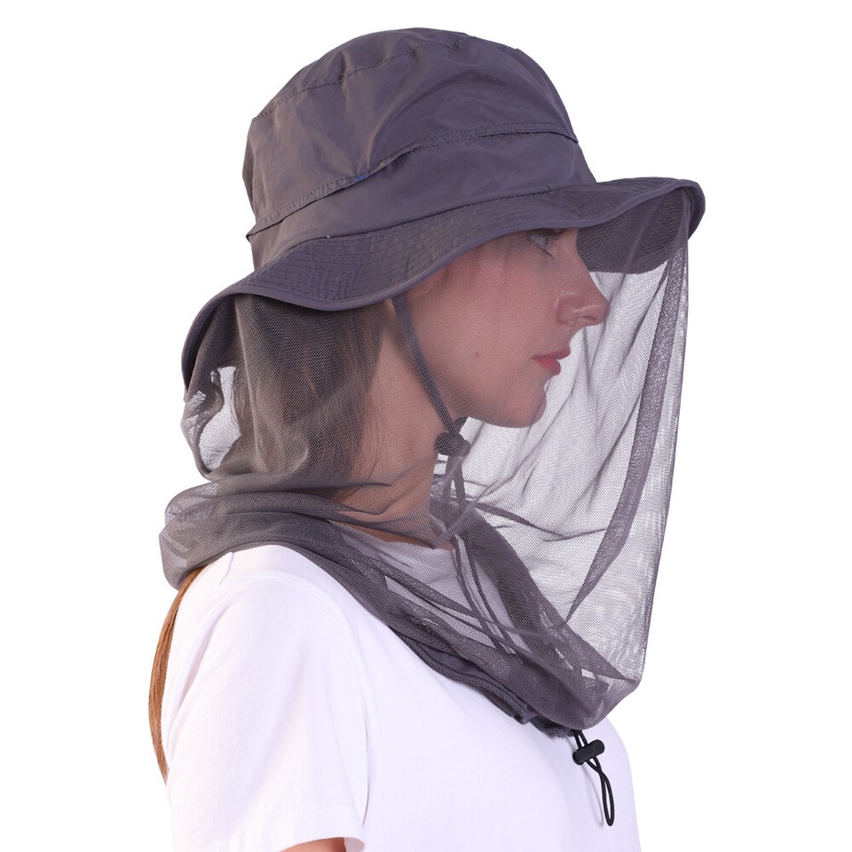 Mosquito Head Net Hat Sun Protection Bug Bucket Fishing Hiking Safari ...