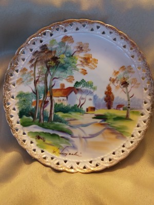 Vintage Ucagco Ceramics Japan, Gold Trim, 8" Hand Painted Signed Plate ...