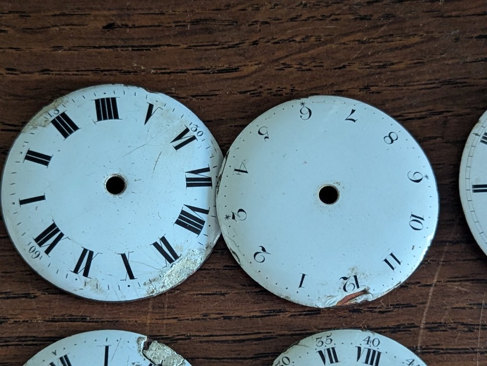 Verge Fusee Pocket Watch Dials, Ceramic, Used / Damaged, Watchmaker # ...