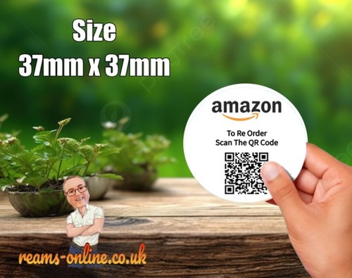 Amazon RE-Order QR Circle Sticker 37m in size | eBay