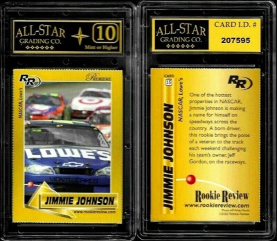 Jimmie Johnson NASCAR 2002 Gold Rookie Review Card Graded ASG 10 | eBay
