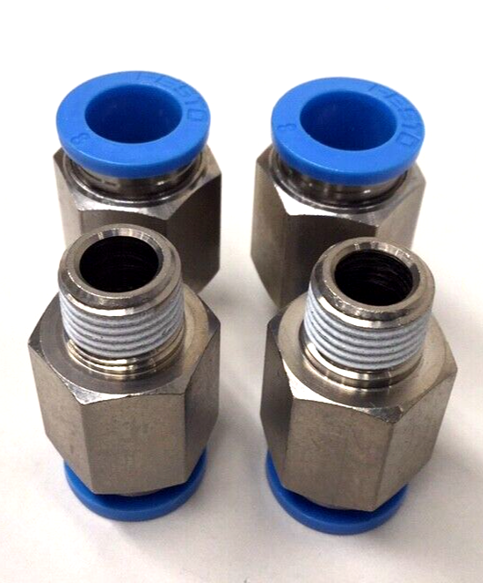 Festo QS-1/8-8 Tube To Pipe Connector 153004 1/8"NPT X 8mm Tube (Pack ...