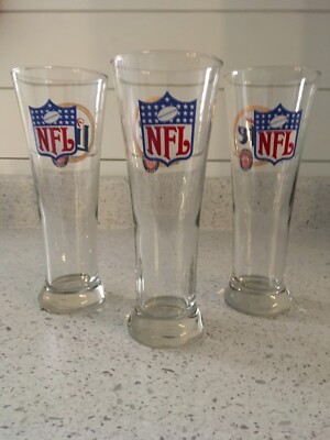 MILLER LITE Beer & NFL Football - 3Tall Pilsner Glass - NFL Shield and ...