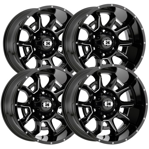 (Set of 4) Vision 415 Bomb 20x9 6x135 +12mm Black/Milled Wheels Rims 20 ...