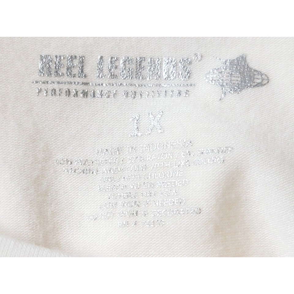 Reel Legends 1X Womens Shirt Short Sleeve V-Neck T-shirt Fishing Shark ...