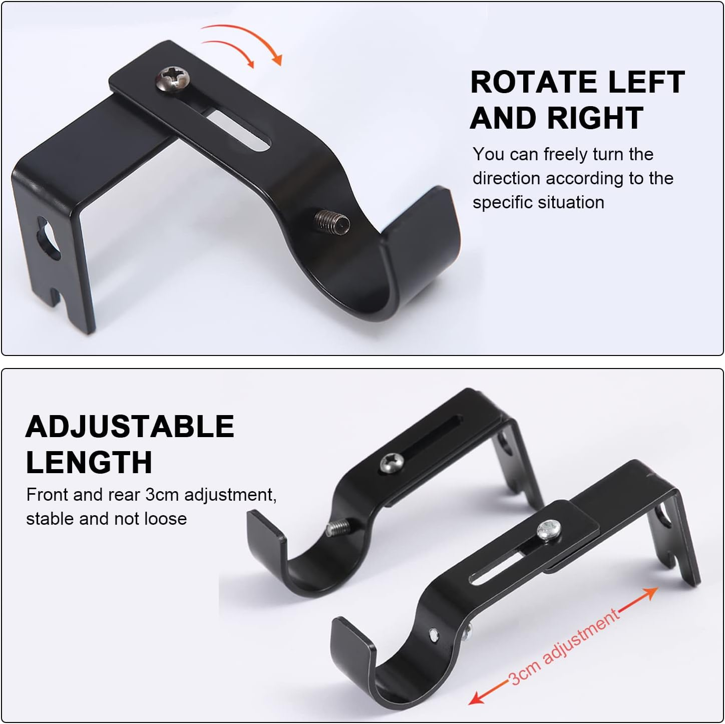 Curtain Rod Bracket, Adjustable Curtain Rod Wall Bracket Hooks, Set of 6 Curtain | eBay