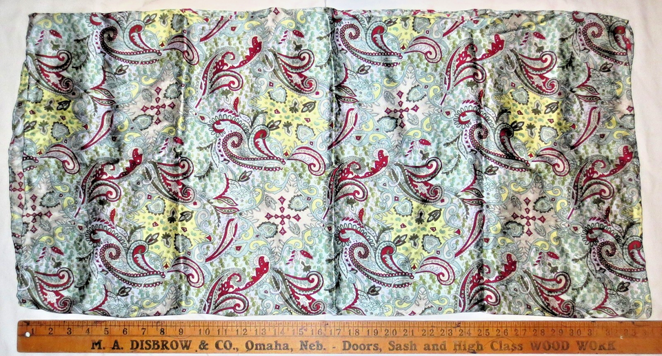 Cowboy Western Silk Scarf Wild Dew Rag Paisley 34" x 34" Red Silver ...