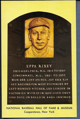 Eppa Rixey - Cooperstown Hall of Fame Plaque Postcard | eBay