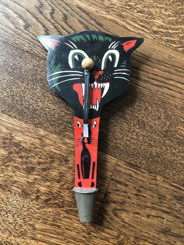 Vintage Halloween Cat Noise Maker Clapper Tin Toy | eBay
