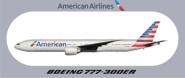 American Airlines BOEING 777-300ER Sticker (1 PC) About 20*8.8CM (7.87 ...