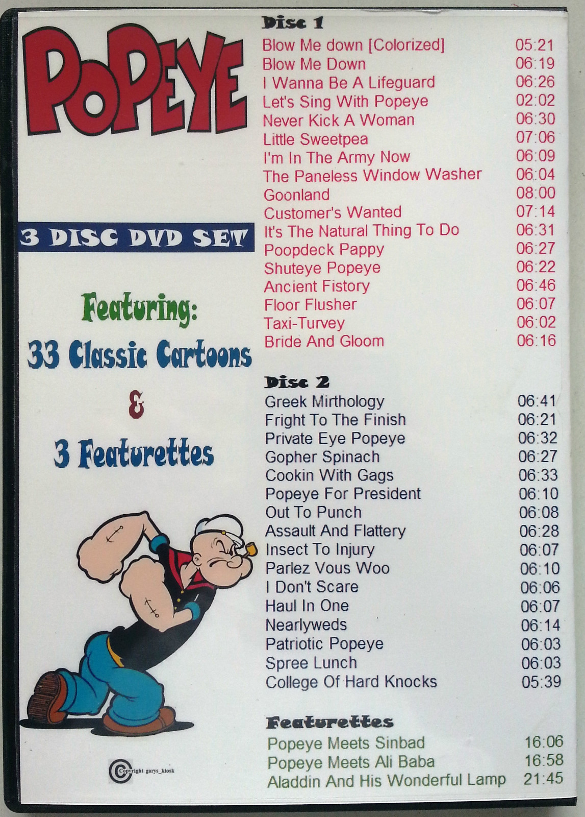  005 Max Fleischer Classic POPEYE Cartoons 3 DVD Disc Set 36 Episodes EBay