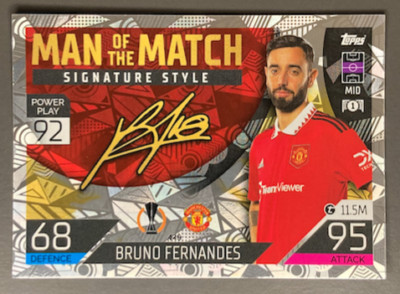 BRUNO FERNANDES 2022-23 TOPPS MATCH ATTAX MAN OF THE MATCH SIGNATURES ...