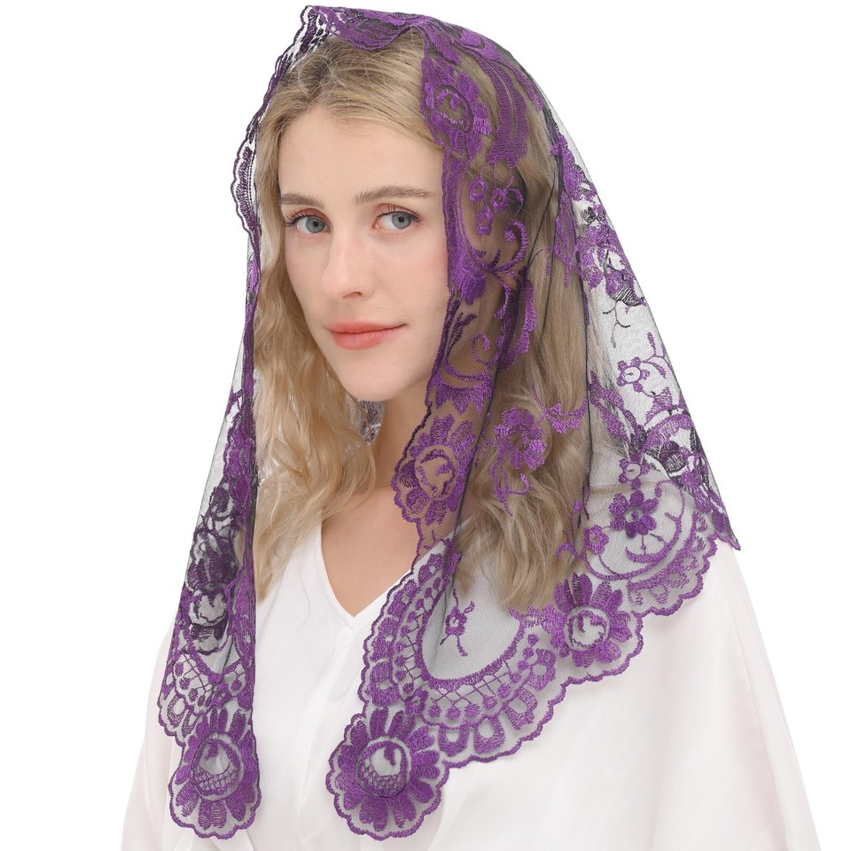 Triangular Church Veil for Women Spanish Style Mantilla Veils Catholic ...