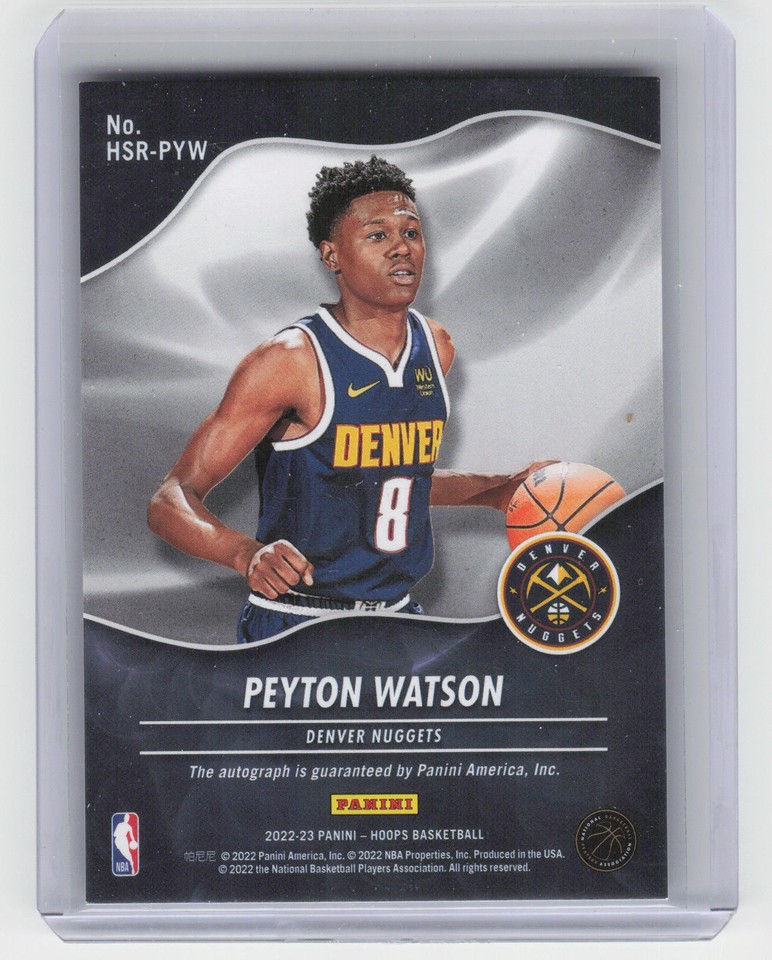 2022-23 Hoops #HSR-PYW Peyton Watson Hot Signatures Rookies Green | eBay