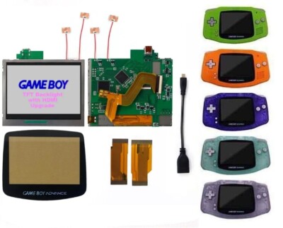 Game Boy Advance TFT Backlight Kit with HDMI NDSi + Trimmed Shell ...