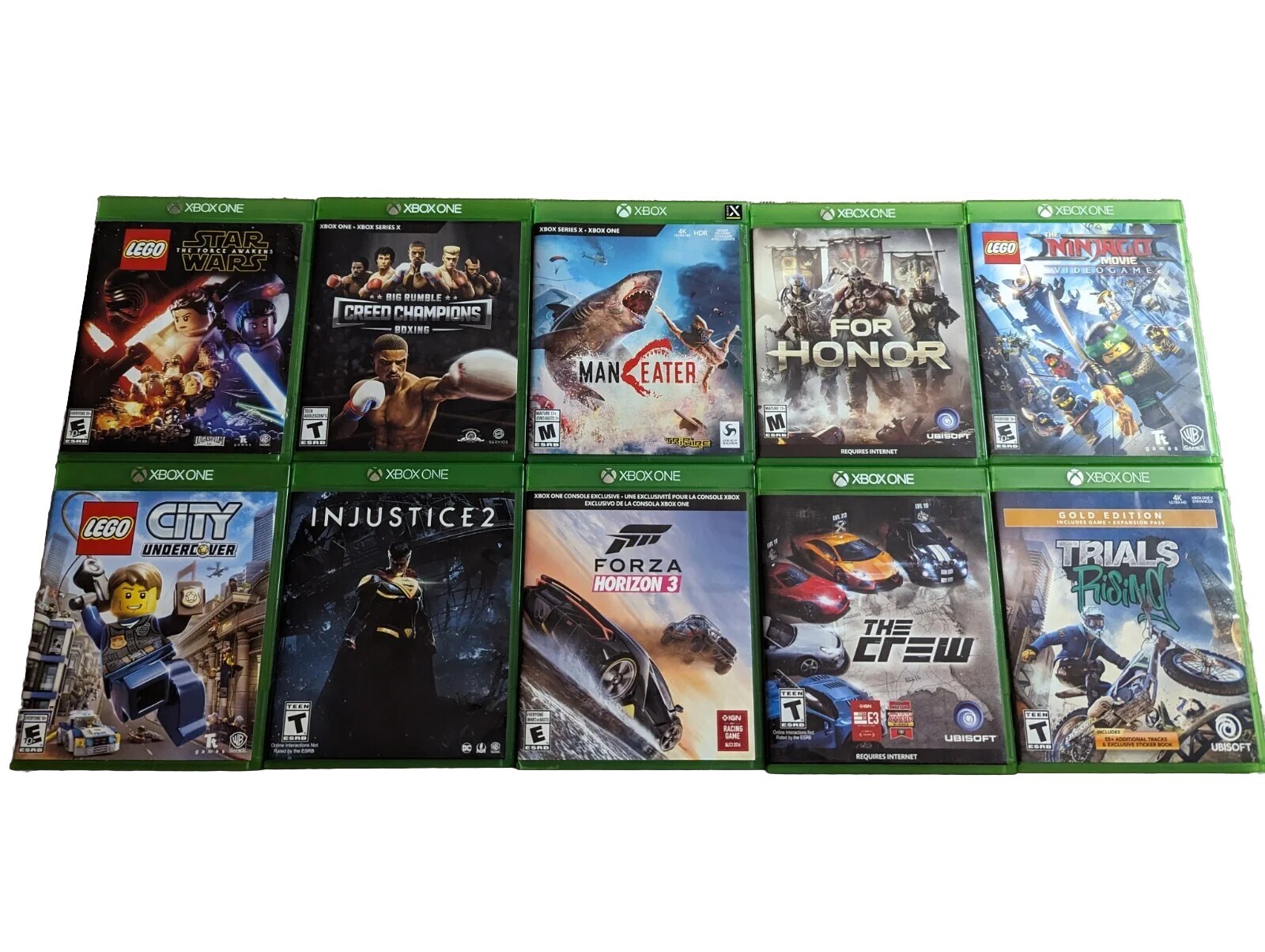 Pre-owned XBOX ONE GAME LOT OF (10) with 3D printed white Logo stand ...