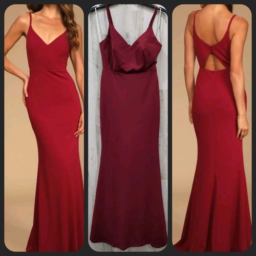LULUS Moments Of Bliss Burgundy Backless Mermaid Maxi Dress PLUS Size ...