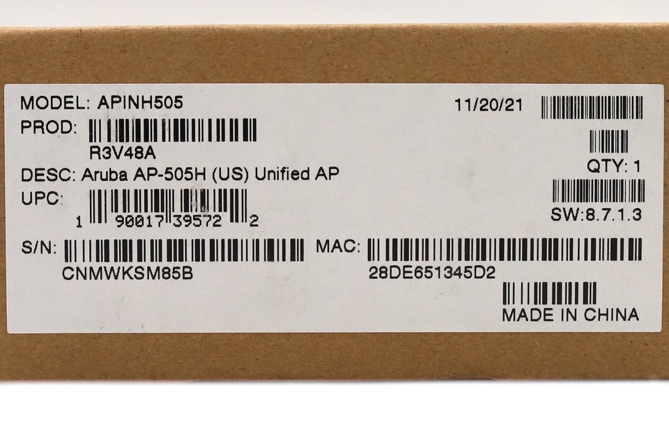Aruba APINH505 Hospitality Unified Access Point P/N: AP-505H-US (Open ...