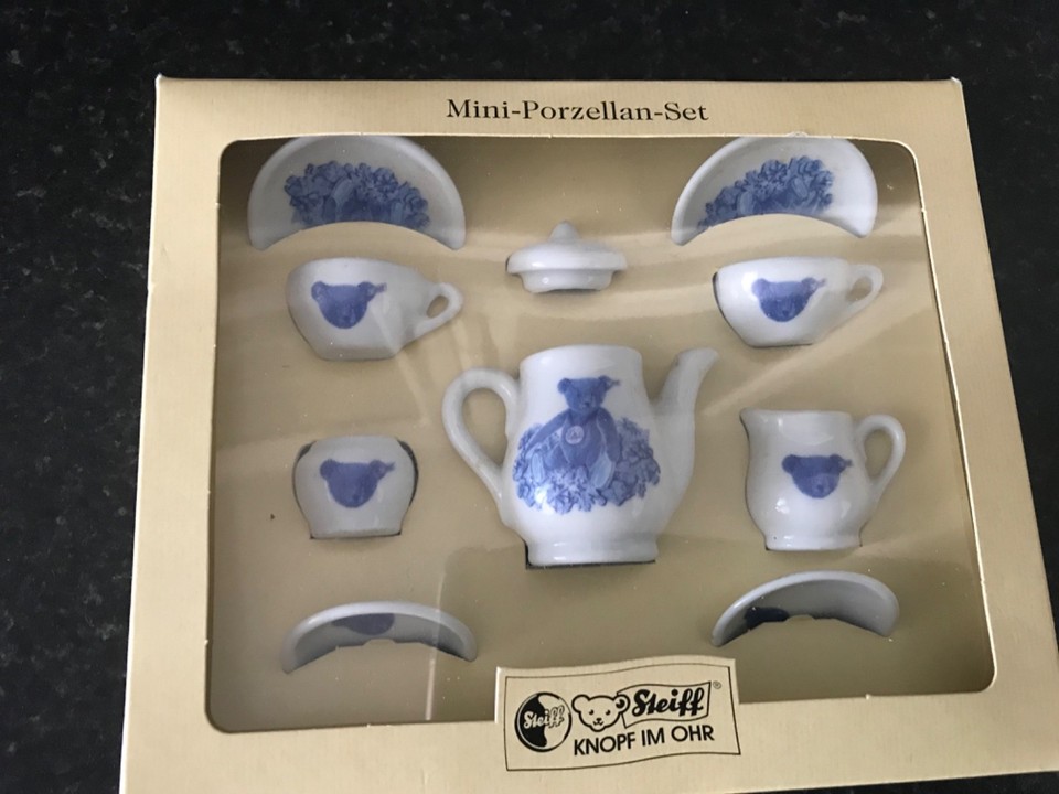 Steiff minature tea set Teddy Blau | eBay UK