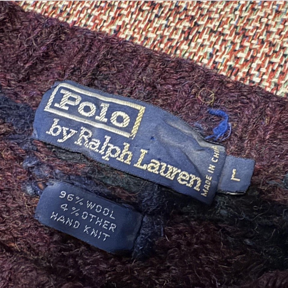 Vintage Polo Ralph Lauren Sweater Large 96%Wool Hand Knit (0027) | eBay