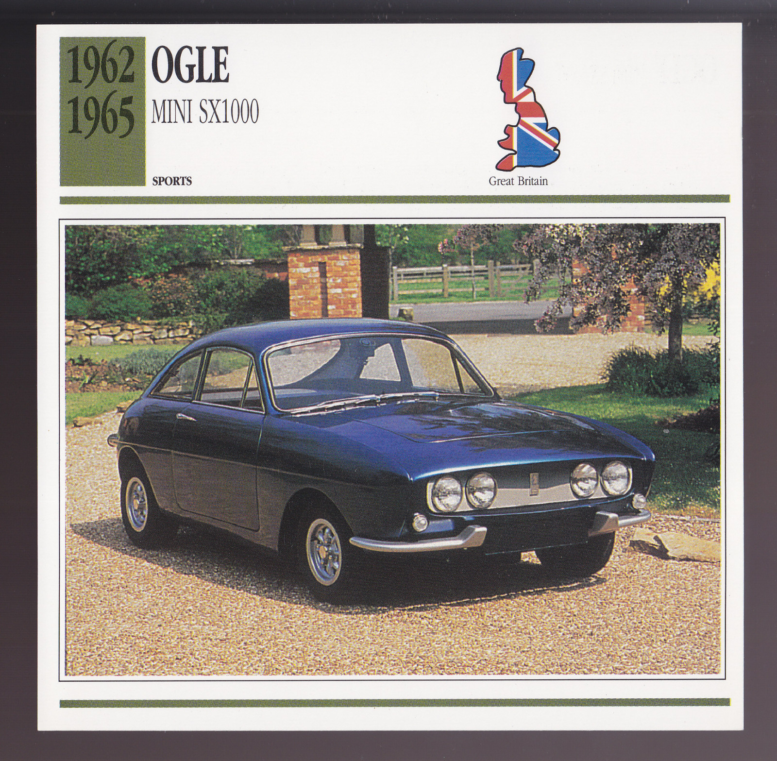 1962-1965 Ogle Mini SX1000 British Car Photo Spec Sheet Info CARD 1963 ...
