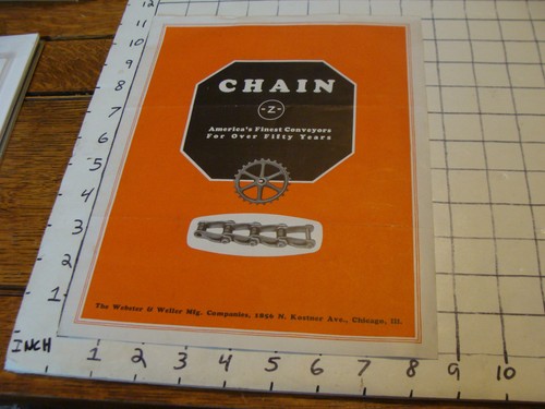 Original Vintage Paper: early WEBSTER-WELLER Chain & Sprockets brochure ...