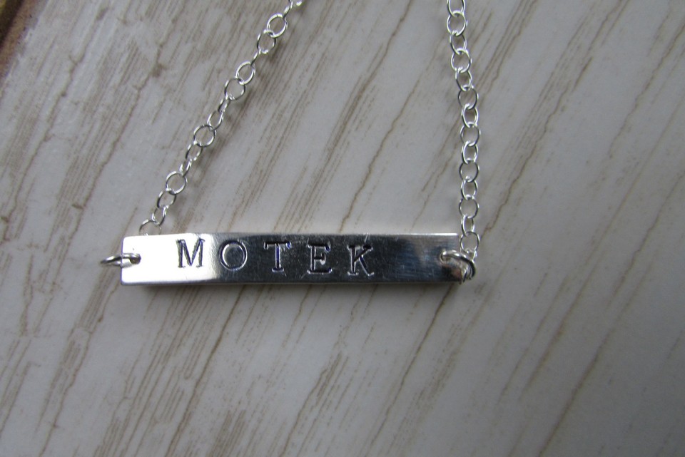 Sweetie Handstamped Bar Pendant Sterling Silver Motek Hebrew Necklace ...