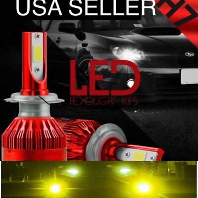 BRIGHT YELLOW H7 LED HEADLIGHT Bulbs Conversion Lights Kit xentec 3000K ...