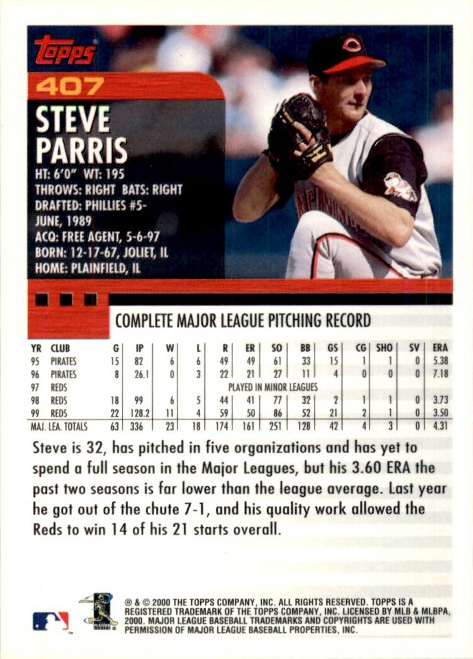 2000 Topps MLB Steve Parris #407 | eBay