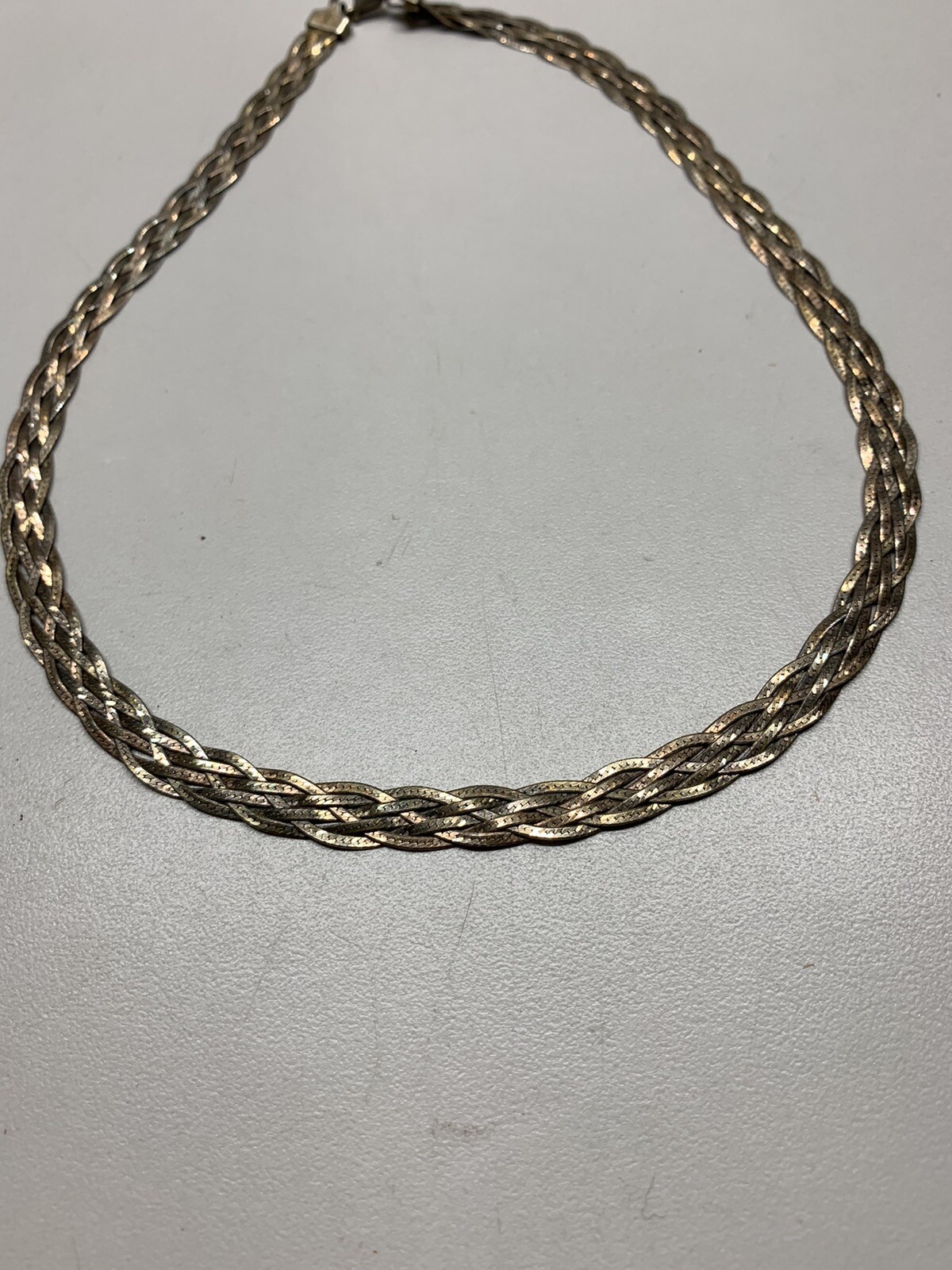 FMC 925 Italy Sterling Silver Braided Necklace - Gem