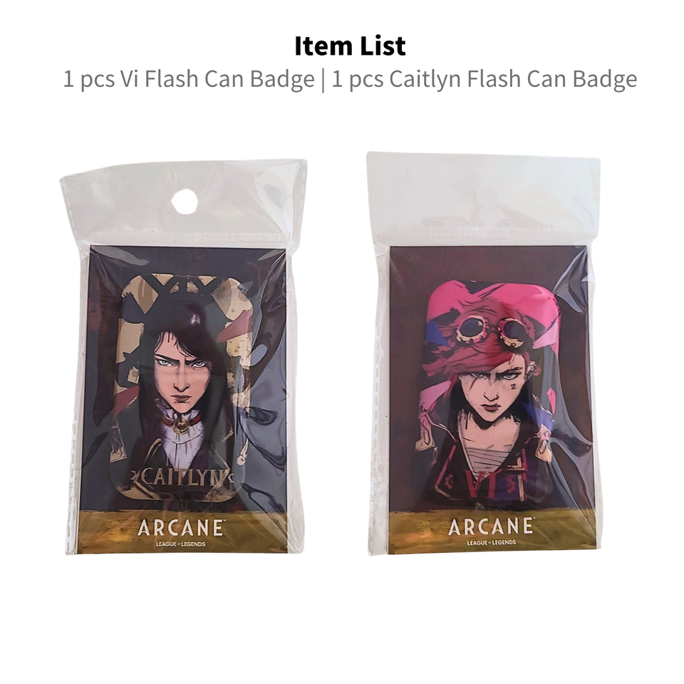 ARCANE League of Legends Vi & Caitlyn Flash Can Badge Bundle Official ...