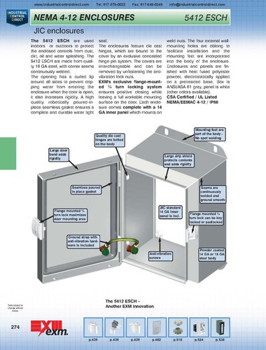 Eurobex Water Tight Enclosure NEMA4 12 X 12 X 6 5412 ESCHW Fiberglass ...