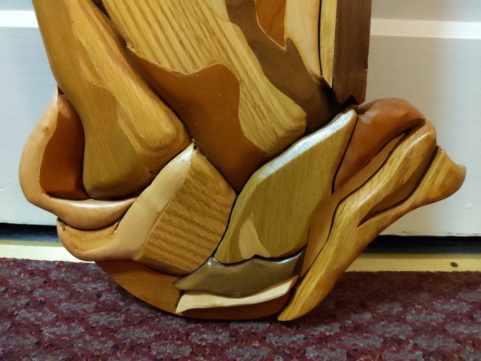 Wood Intarsia Hand Crafted Religious Cross Praying Hands Large Size Art ...