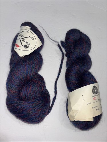Swa Laine Wool Yarn Lot 2 Chainette Vintage Bulky M2 Purple Blue Green ...