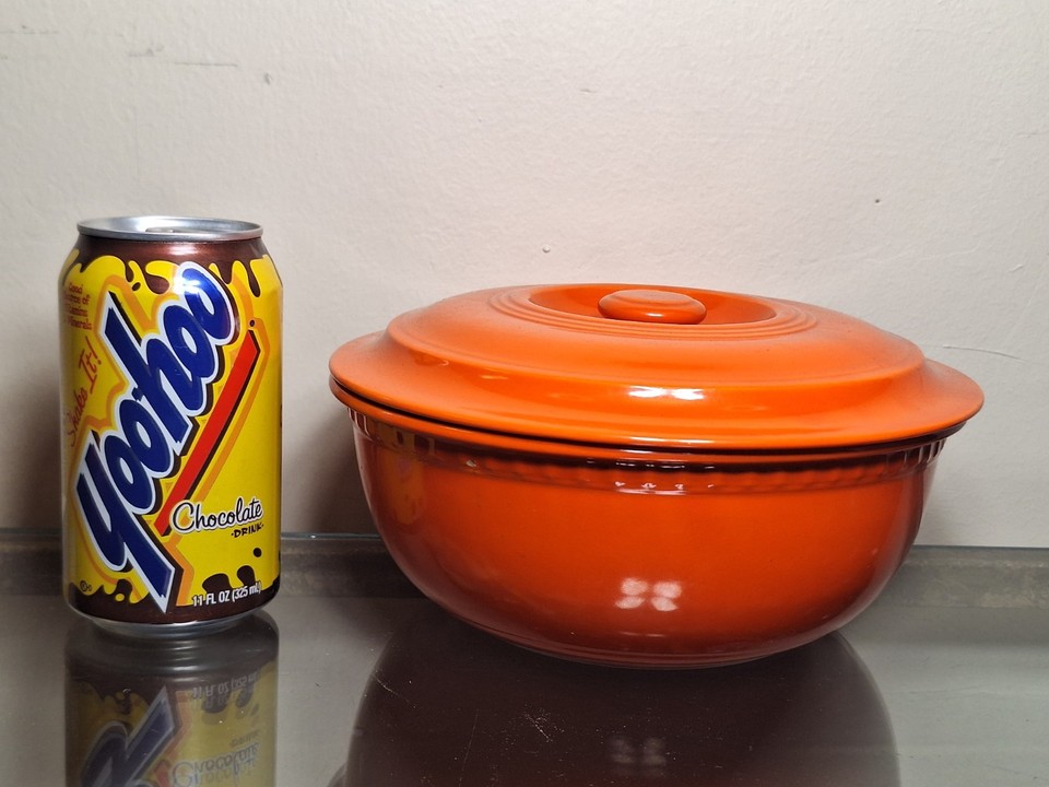Vintage FIESTA FIESTAWARE Red Orange Lidded Covered CASSEROLE DISH ...