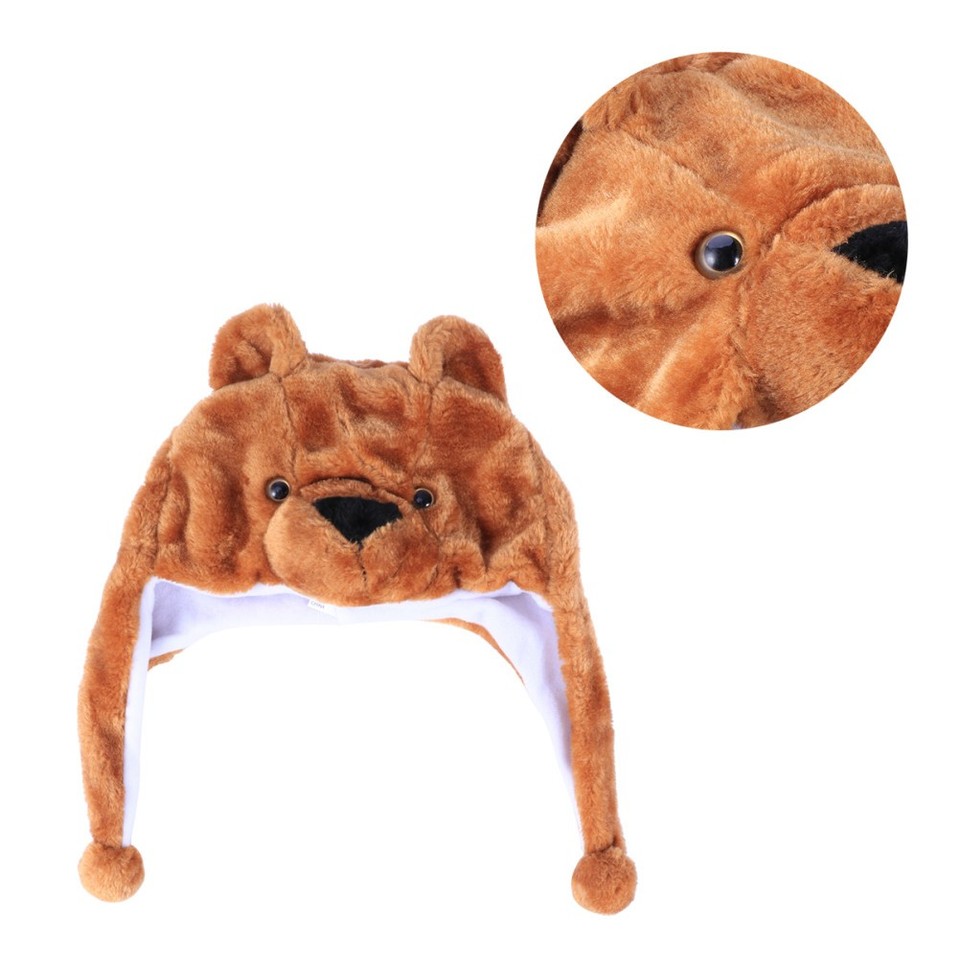 Adorable Animal Hat Plush Winter Ski Style Hat Cartoon Earflap Hood for ...