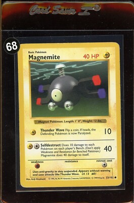 Pokémon Card Base Set Magnemite 53/102 WOTC Vintage SHADOWLESS NM | eBay