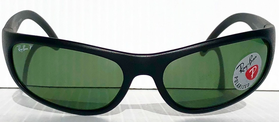 NEW* Ray Ban Sport wrap Matte Black w POLARIZED Green Lens Sunglass ...