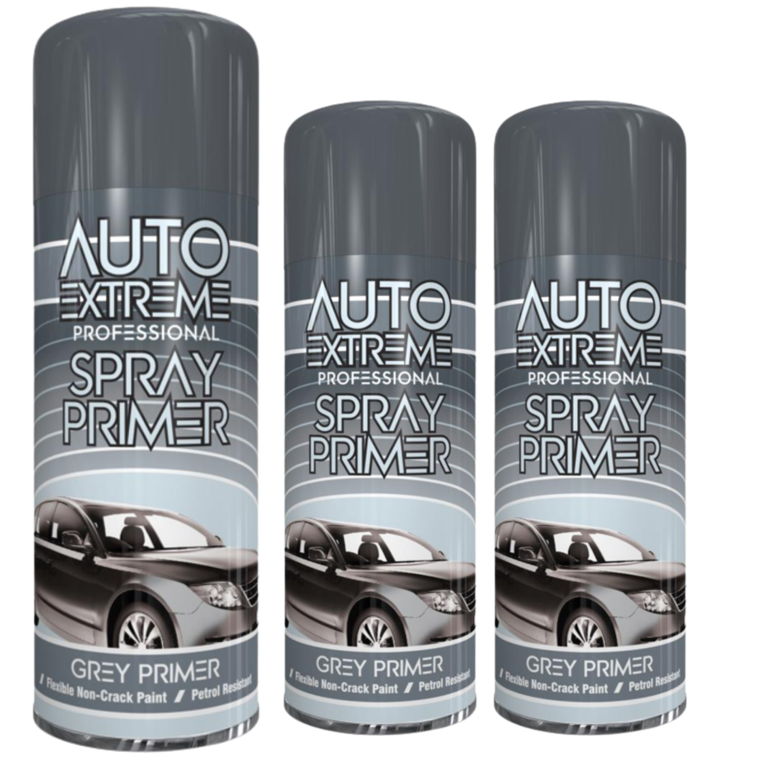 3x Multi-Purpose Aerosol Car Grey Primer Spray Paint Perfect Finish ...