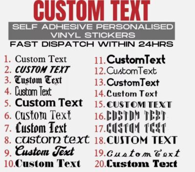 Personalised Name Vinyl Sticker Word Text Cut Fancy Font Sticker ...