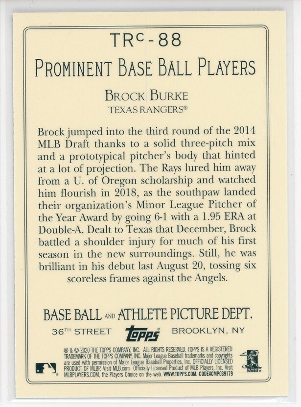 2020 Topps Series 2 Baseball Brock Burke Turkey Red Chrome RC #TRC-88 ...