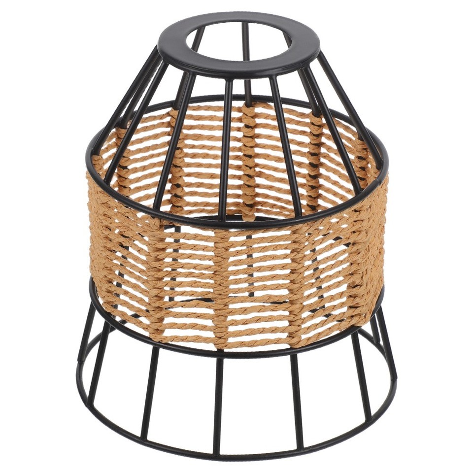 Woven Paper Rope Lampshade - Vintage Iron Wire Lamp Shade Replacement ...